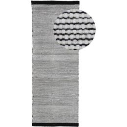 CarpetFine Wollteppich &raquo;Mona, auch als L&auml;ufer&laquo; rechteckig 5 mm H&ouml;he 80% Wolle, Wendeteppich aus Wolle/Baumwolle, Wohnzimmer schwarz-wei&szlig; Wolle B : 