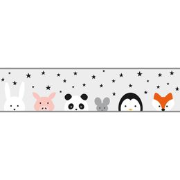 A.S. Cr&eacute;ation Bord&uuml;re &raquo;Wild Stars&laquo; Motiv abstrakt naturalistisch glatt Papier Wand Schr&auml;ge T&uuml;r Borte Wohnzimmer Schlafzimmer K&uuml;che Design grau Papier B/L: 0,16m x 