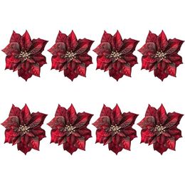 Creativ deco Weihnachtsbaumklammer &raquo;Weihnachtsdeko, Christbaumschmuck&laquo; Weihnachtsstern-Bl&uuml;te, mit Clip zum Befestigen, &Oslash; ca. 17 cm rot Kunststoff, 