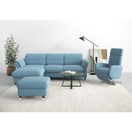 Sit & More sit&more Ecksofa &raquo;Grenoble L-Form mit Federkern&laquo; wahlweise mit Schlaffunktion, Bettkasten, Arm- und Kopfteilverstellung blau B/H/T: 251cm x 85cm x 
