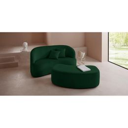 LeGer Home by Lena Gercke 2-Sitzer &raquo;Dilara&laquo; gerundete R&uuml;ckenlehne und Front, in 3 Bezugsqualit&auml;ten gr&uuml;n Struktur fein 100% Polyester);Samtoptik (100% 
