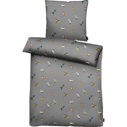 Apelt Bettw&auml;sche &raquo;Kolibri&laquo; 2 Stk. stylische bunte V&ouml;gel grau Mako-Satin, Obermaterial: 100% Baumwolle B/L: 135cm x 200cm, 1 Stk., 1 Stk., Mako-Satin, 