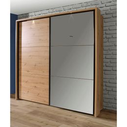 FORTE Schwebet&uuml;renschrank &raquo;Trondheim&laquo; inklusive Beleuchtung schwarz Holzwerkstoff Artisan Eiche, B/H/T: 231,1cm x 215,9cm x 63,8cm