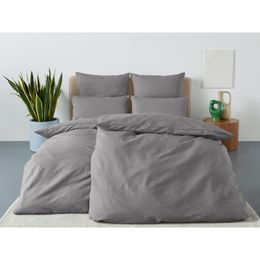 OTTO home Bettw&auml;sche &raquo;Sari2 in Seersucker Qualit&auml;t ideal f&uuml;r Sommer, Baumwolle&laquo; 2 uni Bettw&auml;sche mit Rei&szlig;verschluss in Gr. 135x200 oder 155x220 cm 