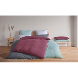 OTTO home Bettw&auml;sche &raquo;Valje&laquo; 2 Stk. NEUHEIT: ab Gr&ouml;&szlig;e 135x200 cm, Jersey Qualit&auml;t in Melange-Optik rot Jersey, Obermaterial: 100% Baumwolle B/L: 135cm