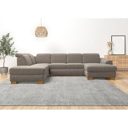 Home Affaire Wohnlandschaft &raquo;Dundee U-Form&laquo; wahlweise mit Kopfteilverstellung und zus&auml;tzlich mit Schlaffunktion grau Flachgewebe (100% Polyester) B/H/