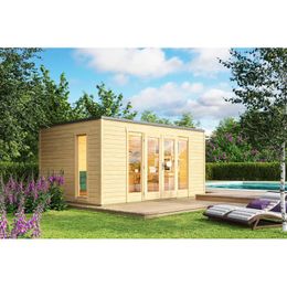 Lasita Maja Gartenhaus &raquo;PALERMO 2&laquo; beige Massivholz Fu&szlig;boden im Gartenhaus