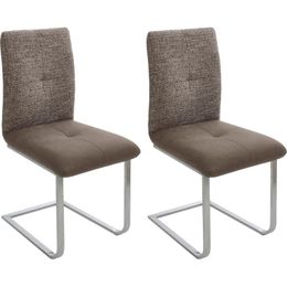 K+w Komfort & Wohnen K+W Komfort & Wohnen Freischwinger &raquo;Giacomo II&laquo; (Set) 2 Stk.mit Metallgriff am R&uuml;cken, Sitz und R&uuml;cken gesteppt in Materialmix braun Polyester B/H/T: 