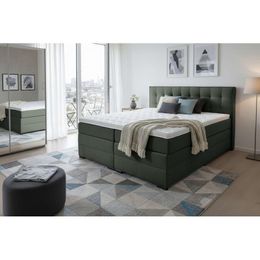 Home Affaire Boxspringbett &raquo;K&ouml;ln, Doppelbett, Polsterbett, Federkernbett, Komforbett, 160, 180 cm&laquo; inkl. Topper, zwei Bettk&auml;sten, Taschen-