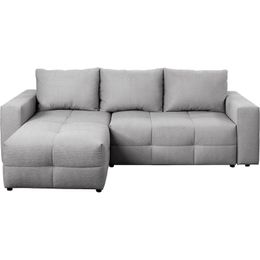 exxpo - sofa fashion Ecksofa Praktische Funktionsecke mit Federkern, Bettfunktion und Stauraum grau B/H/T: 261cm x 95cm x 158cm, Flachgewebe, 
