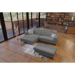 Sit & More sit&more Ecksofa &raquo;Bolero L-Form&laquo; grau 100% Polyester B/H/T: 290cm x 88cm x 178cm, Luxus-Microfaser Euphoria, Recamiere links,mit Kopfteilverstellung,