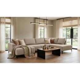 OTTO home Wohnlandschaft &raquo;Tournon U-Form, XXL Sofa, Breite 333 cm, Webstoff, Chenille&laquo; Designsofa im nordischen Stil, Wellenunterfederung, Metallf&uuml;&szlig;e 