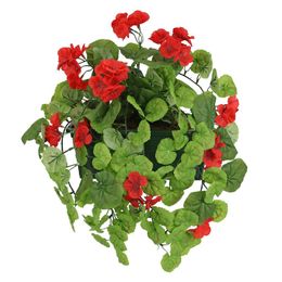 I.GE.A. Kunstblume &raquo;Kunstpflanze 'Geranie im Kasten' 38cm Balkonblume Balkonpflanze&laquo; Bl&uuml;tenbusch Dekopflanze Geranie Girlande h&auml;ngend Pflanze 