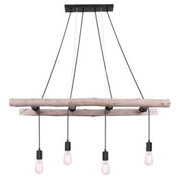 Globo LIGHTING H&auml;ngeleuchte &raquo;IRMGARD&laquo; E27 1 Stk. H&auml;ngeleuchte Holz/Schwarz, h&ouml;henk&uuml;rzbar, E27 4, H: 192cm, 1 Stk.