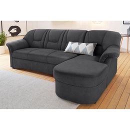 DOMO collection Ecksofa &raquo;SARAFINA 232x146 cm, auch mit Federkern f&uuml;r noch mehr Sitzkomfort!&laquo; whlw. mit Bettfunktion, L-Form grau Luxus-Microfaser (92%