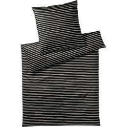Elegante Bettw&auml;sche &raquo;Lines&laquo; 2 Stk. angenehmes Hautgef&uuml;hl schwarz Mako-Satin, Obermaterial: 100% Baumwolle B/L: 135cm x 200cm, 1 Stk., 1 Stk., Mako-Satin, B/L: 