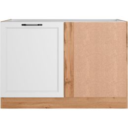 KOCHSTATION Eckunterschrank &raquo;KS-Lana&laquo; Breite 120 cm wei&szlig; Holzwerkstoff, MDF wotaneiche, B/H/T: 120cm x 82cm x 60cm, T&uuml;ren: 1 Stk.