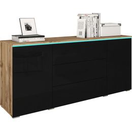 Home Affaire Sideboard &raquo;VERA, grifflos&laquo; verstellbare Einlegeb&ouml;den, Wahlweise mit oder ohne Beleuchtung braun B/H/T: 150cm x 67,9cm x 39,5cm, ohne 