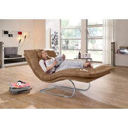 W.Schillig Relaxliege &raquo;daily dreams&laquo; in Waffelkissen-Optik, wahlweise mit Motor, Freischwingergestell braun Longlife Xtra-Leder Z69: Das feinnarbige, 
