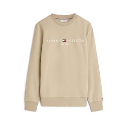 Tommy Hilfiger Pullover 'Logo Embroidery Flex' Herren Gr&ouml;&szlig;e L sand / wei&szlig;