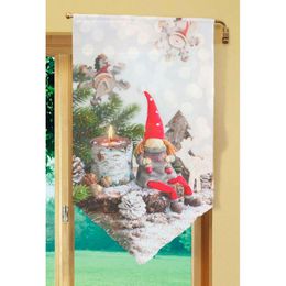 Home Wohnideen Scheibengardine &raquo;WEIHNACHTSWICHTEL&laquo; Stangendurchzug 1 Stk. tlg. HxB: 80x40 rot Voile, Polyester 80cm, Stangendurchzug, 40cm