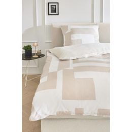 Musterring Wendebettw&auml;sche &raquo;Slow&laquo; 2 Stk. aus reiner Baumwolle beige Satin, 100% Baumwolle B/L: 135cm x 200cm, 1 Stk., 1 Stk., Satin, B/L: 80cm x 80cm, 2 Stk.