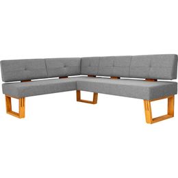 OTTO home Eckbank &raquo;Ponza Polsterbank, Esszimmerbank&laquo; mit Massivholzgestell, K&uuml;chenbank in tollen Farben, Breite 201x161 cm braun Stoff B/H/T: 201cm x 