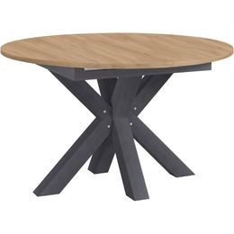 M&auml;usbacher Esstisch, Untergestell Sternform braun B/H/T: 130cm x 78cm x 130cm, Mittelauszugmit Einlegeplatte, Gestell: Schwarzstahl