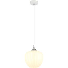 Globo LIGHTING H&auml;ngeleuchte &raquo;MAXY&laquo; E27 1 Stk. H&auml;ngelampe/Pendelleuchte/wei&szlig;/Glas opal/ Dekorillen wei&szlig; &Oslash; 24cm H: 120cm, 1 Stk.