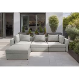 DOMO collection 3-Sitzer &raquo;Solskin, individuell erweiterbar/kombinierbar&laquo; mit losen Kissen. R&uuml;cken- und Seitenteile als Stecksystem. silber 100% 