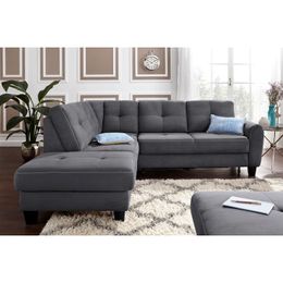 Sit & More sit&more Ecksofa &raquo;Varese L-Form&laquo; mit Federkern, wahlweise mit Schlaffunktion und Stauraum grau Luxus-Microfaser (100% Polyester)IStruktur fein (100% 