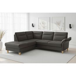 Sit & More sit&more Ecksofa &raquo;Pamela L-Form, Leder, B: 218 cm&laquo; optional Armteilverstellung, Schlaffunktion & Bettkasten grau B/H/T: 218cm x 90cm x 212cm, 