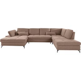 OTTO home Wohnlandschaft &raquo;Costello U-Form, B: 363 cm mit Sitztiefen- & Armteilverstellung&laquo; optional Schlaffunktion & Bettkasten braun 100% Polyester;