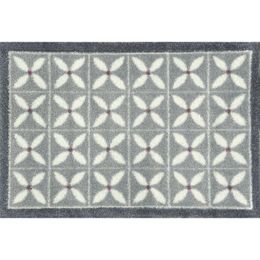 Fu&szlig;matte &raquo;Flower Fields Grey&laquo; rechteckig 9 mm H&ouml;he grau Baumwolle B : 40cm 1 Stk., 9mm, L: 60cm