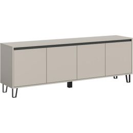 Home Affaire Lowboard &raquo;BALTIC, Breite 184cm, grifflose Fronten, Metall-F&uuml;&szlig;e,4 T&uuml;ren, 4 F&auml;cher&laquo; TV-M&ouml;bel, TV-Schrank, TV-Lowboard, Mediaboard beige 