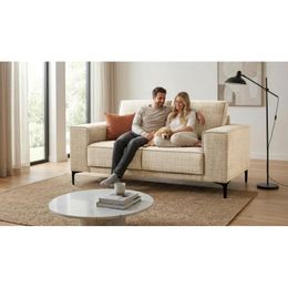 OTTO home 2-Sitzer &raquo;OLAND Chenille, Sofa, B: 164 cm, Skandi-Design&laquo; 164 cm, Wellenunterfederung, Skandi-Design, Metallf&uuml;&szlig;e beige 100% Polyester B/H/T: