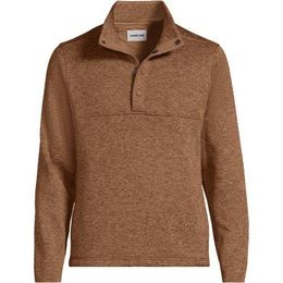 LANDS' END Strickfleece-Pullover mit Druckknopfleiste, Herren, size: regular, Braun, Polyester, by Lands' End