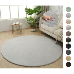 OTTO home Teppich &raquo;Cali&laquo; rund 16 mm H&ouml;he Uni-Farben, kuschelig, & weich, waschbar, Wohnzimmer, Schlafzimmer wei&szlig; Kunstfaser, Microfaser &Oslash; 120cm 1 Stk.