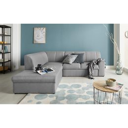 DOMO collection Ecksofa &raquo;Topper zeitlos elegant, kompakte Stellma&szlig;eL-Form&laquo; mit Ottomane, wahlweise mit Schlaffunktion grau B/H/T: 237cm x 78cm x 200cm