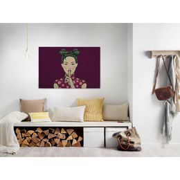 A.S. Cr&eacute;ation Leinwandbild &raquo;himari 3&laquo; Gem&auml;lde Kunst 1 Stk. tlg. Keilrahmen Bild Asiatisch Frau Leinwand-Bild Wohnzimmer modern Kinder lila Holz, Stahl B/H/T: 90cm x