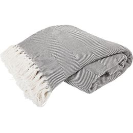 Primera Tagesdecke &raquo;Fransen&laquo; mit stylischem Fransenrand und Fischgrat-Muster grau Baumwolle B/L: 280cm x 250cm