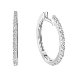 Firetti Damen Paar Creolen &raquo;Schmuck Geschenk Gold 375 Ohrschmuck Creole&laquo; mit Zirkonia (synth.) wei&szlig; 17mm, Wei&szlig;gold 375