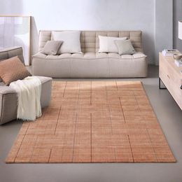 Wecon Home Teppich &raquo;Milly&laquo; rechteckig 11 mm H&ouml;he Kurzflorteppich, handgewebt, Naturfaser, Linienmuster, Wohnzimmer braun Lyocell B : 160cm 1 Stk., 