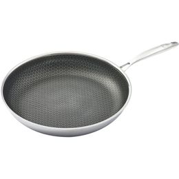 HENSSLERS Bratpfanne Edelstahl 1 Stk. tlg. 3-Schicht Material, Wabenstruktur und Antihaftbeschichtung, Induktion silber &Oslash; 24cm + H&ouml;he 5cm