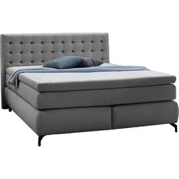Jockenh&ouml;fer Boxspringbett &raquo;Jessica inklusive 9cm Kaltschaum-Topper&laquo; und 7-Zonen-TTFK-Matratze (H3,H3/H4 oder H4), Liegefl&auml;che 180x200cm grau Bezug Bett: 100% 
