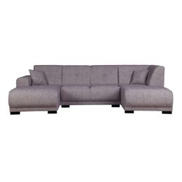 Home Affaire Wohnlandschaft &raquo;Langeland U-Form&laquo; incl. 2 Zierkissen, Recamiere wahlweise links oder rechts grau 100% Polyester B/H/T: 297cm x 85cm x 
