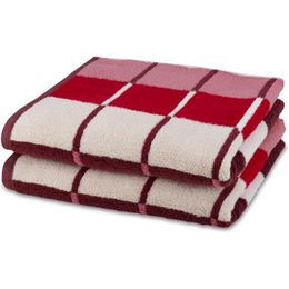 Ross Handt&uuml;cher &raquo;Three Stars 9042&laquo; 100% Baumwolle, made in Germany rot Frottier, Frottier B/L: 50cmx100cm, 2 Stk., Karo Streifen, 2 Handt&uuml;cher, 