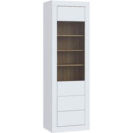 FORTE Vitrine &raquo;Lefkadas, Breite 61,3cm, H&ouml;he 196 cm&laquo; Vitrine, grifflose Front, breite Rahmenoptik, T&uuml;r mit Glaseinsatz wei&szlig; Holzwerkstoff Wei&szlig;, B/H/T: