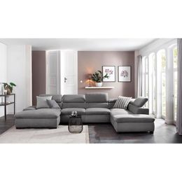 OTTO home Wohnlandschaft &raquo;Alberto U-Form&laquo; mit Kopfteilverstellung, wahlweise mit Schlaffunktion grau 100% Polyester;Microfaser in Antiklederoptik (100