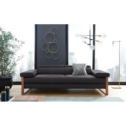 W.Schillig 2,5-Sitzer &raquo;finn&laquo; German Design Award 2016, Fu&szlig;gestell Nussbaum natur, Breite 230 cm schwarz Flachgewebe S22 (100% Polyester);Stoff S37 (